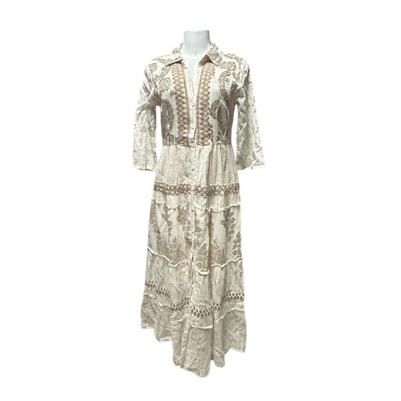 Magic | Dresses | Nwt Me 2 Magic Anthropologie Off White Metallic Maxi ...